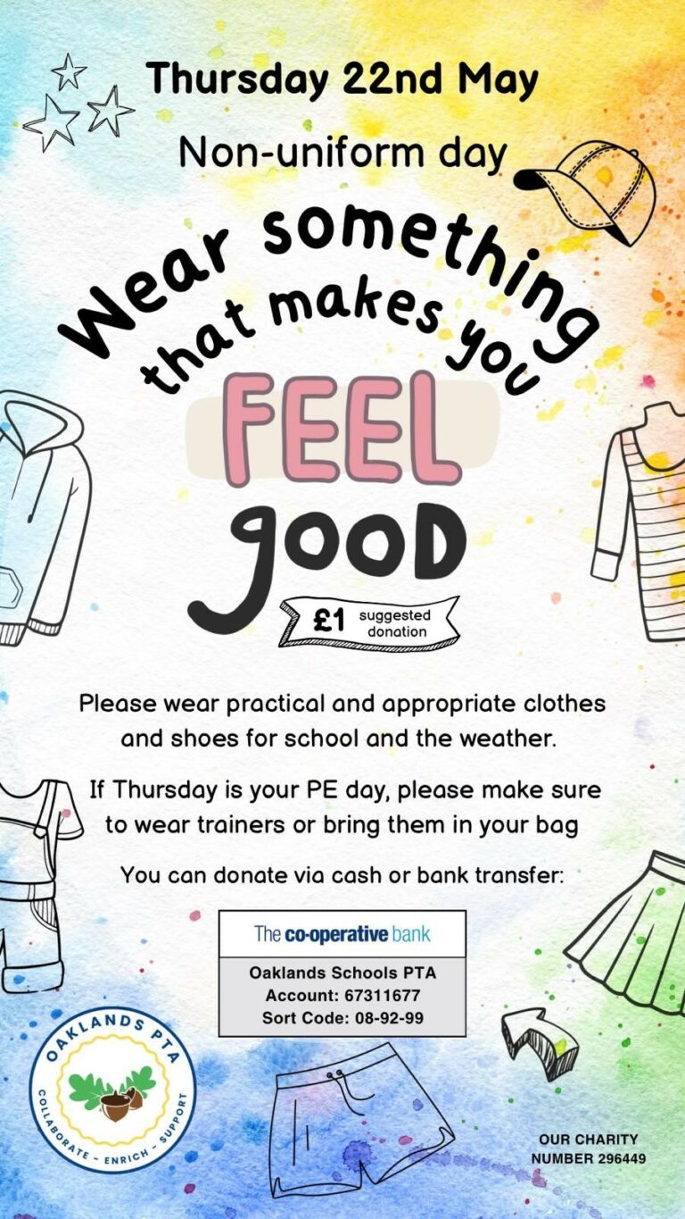 PTA Non-Uniform Day & AGM – Oaklands Junior School